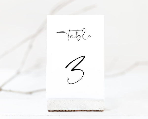 Black and White Wedding Table Number Card – TimberWink Studio AU