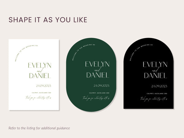 Arch Wedding Welcome Sign Template – TimberWink Studio AU