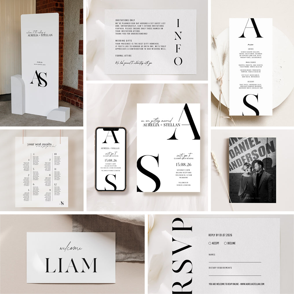 Bold Wedding Invitations & Signage Suite, NZ | TWS