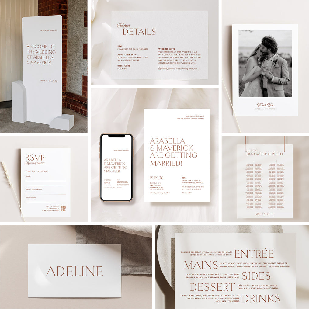 Classic Wedding Invitations & Signage Suite, AU | TWS