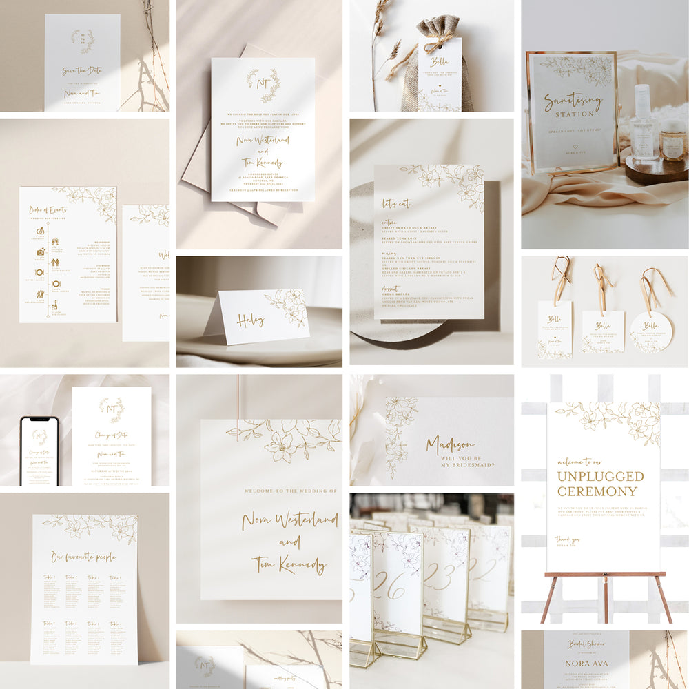 Floral Wedding Invitations & Signage Package, US | TWS
