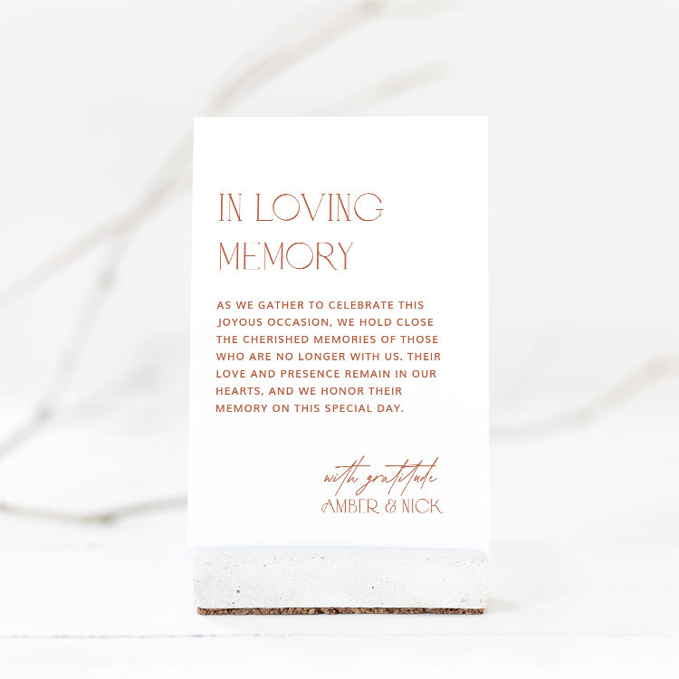 Modern In Loving Memory Wedding Sign - Table Signs, AU, AU | TWS