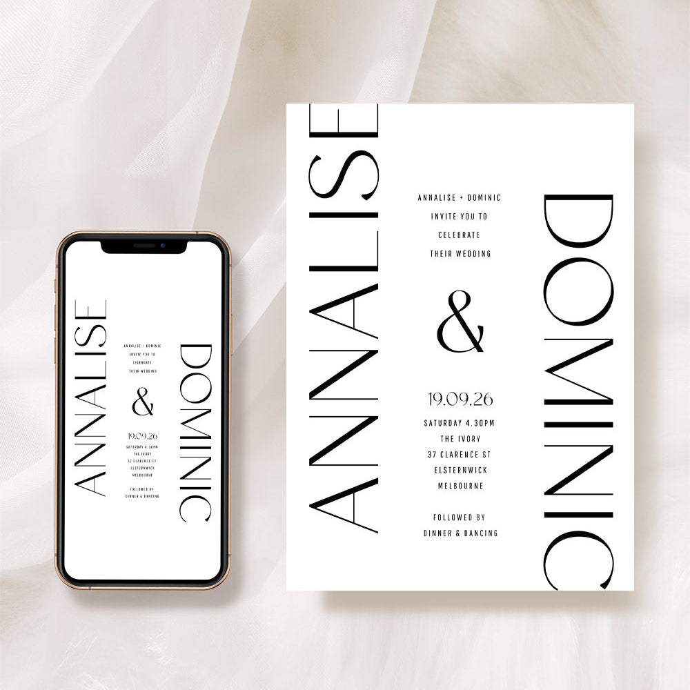 Modern Minimalist Wedding Invitations - Digital, AU | TWS