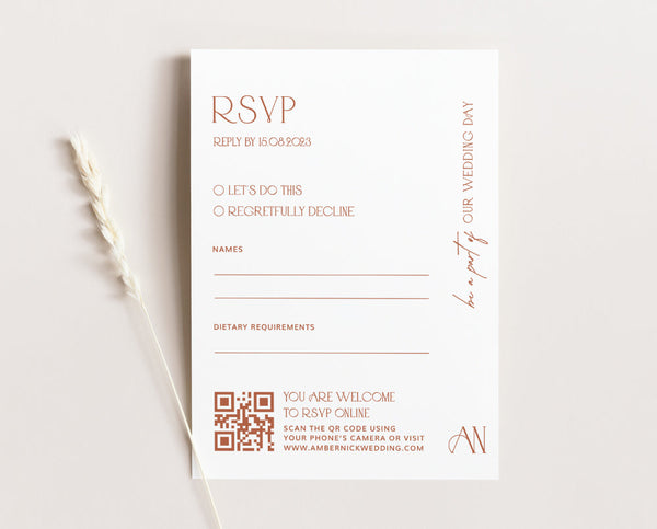 Modern Rustic Wedding RSVP Card Template – TimberWink Studio AU