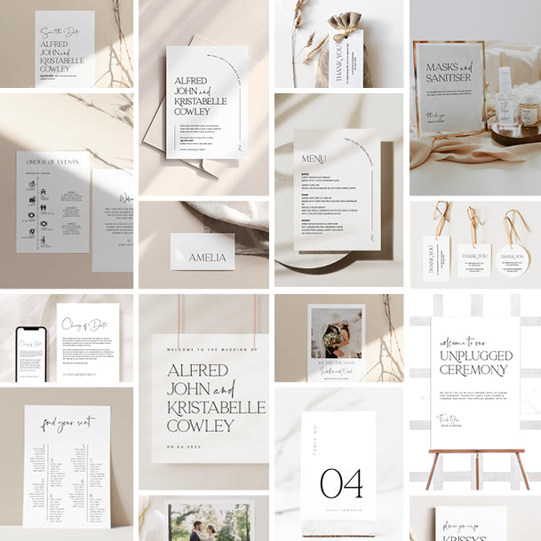 Modern Wedding Invitations & Signage Package, AU | TWS