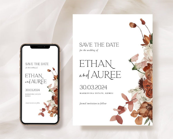 Rustic Wedding Save The Date Card Template – TimberWink Studio AU