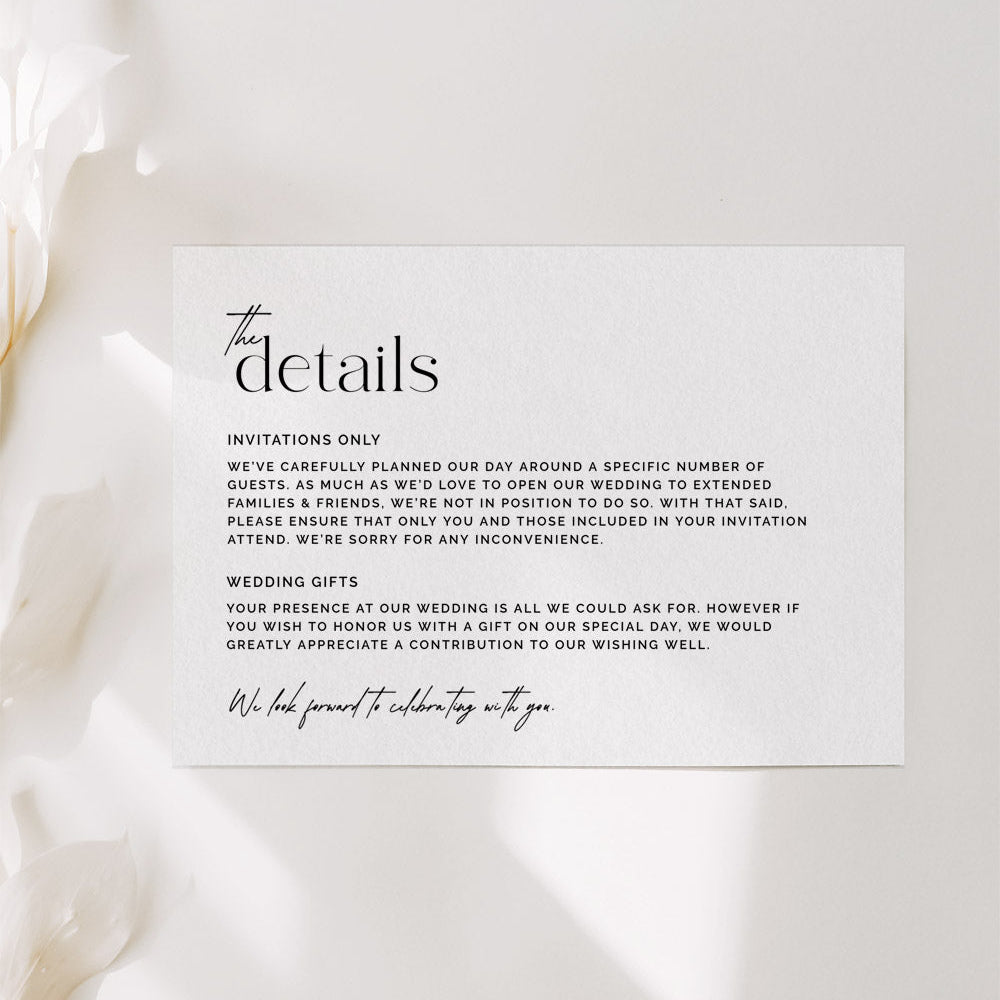 Simple Elegant Wedding Details Card, AU | TWS