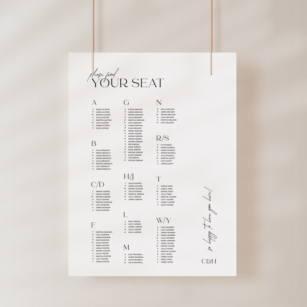 Simple Elegant Seating Plan Template, US | TWS