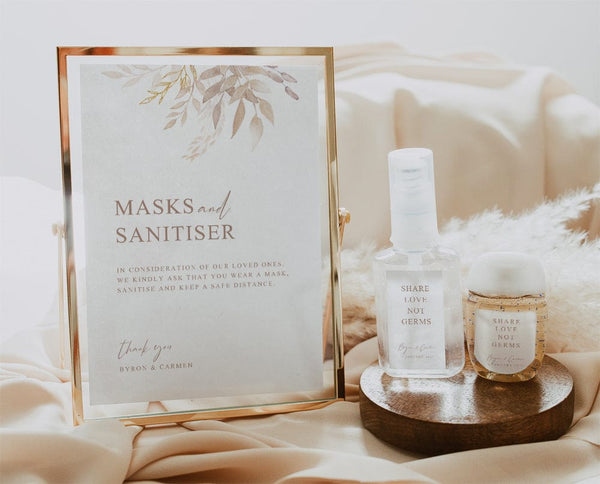 Boho Wedding Hand Sanitiser Signage and Label – TimberWink Studio AU