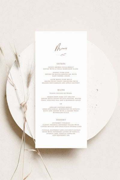 Boho Wedding Menu Template Online – TimberWink Studio AU