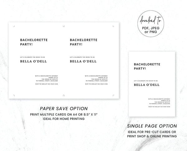 Elegant Bachelorette Party Invitation Card – TimberWink Studio AU