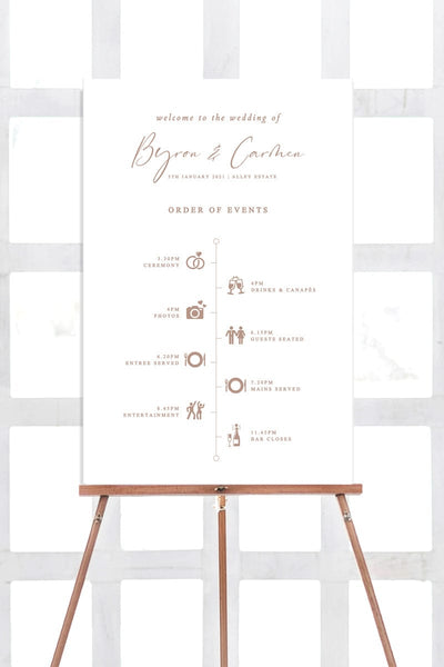 Elegant Wedding Reception Timeline Sign Template Online – TimberWink ...