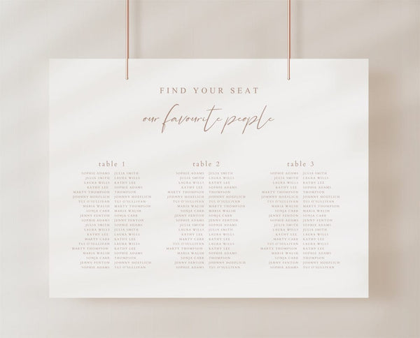 Elegant Wedding Seating Plan Template – TimberWink Studio AU