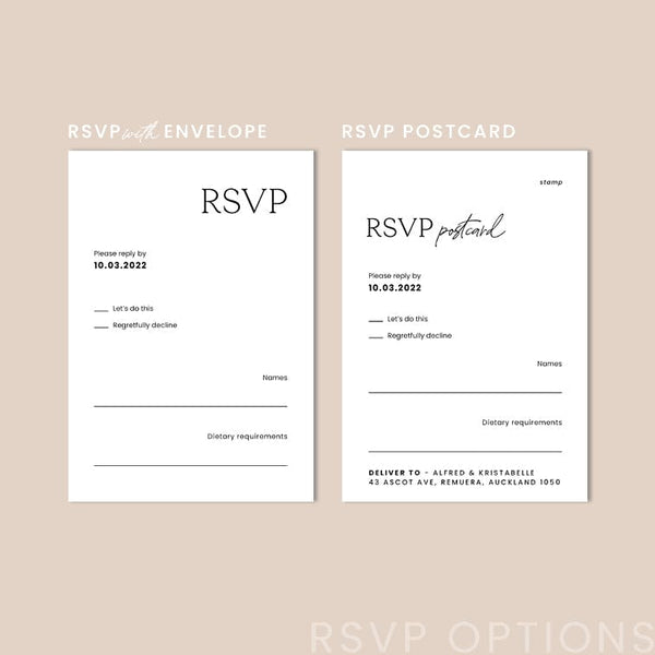 Wedding Invitation Set of 3 - Kristabelle