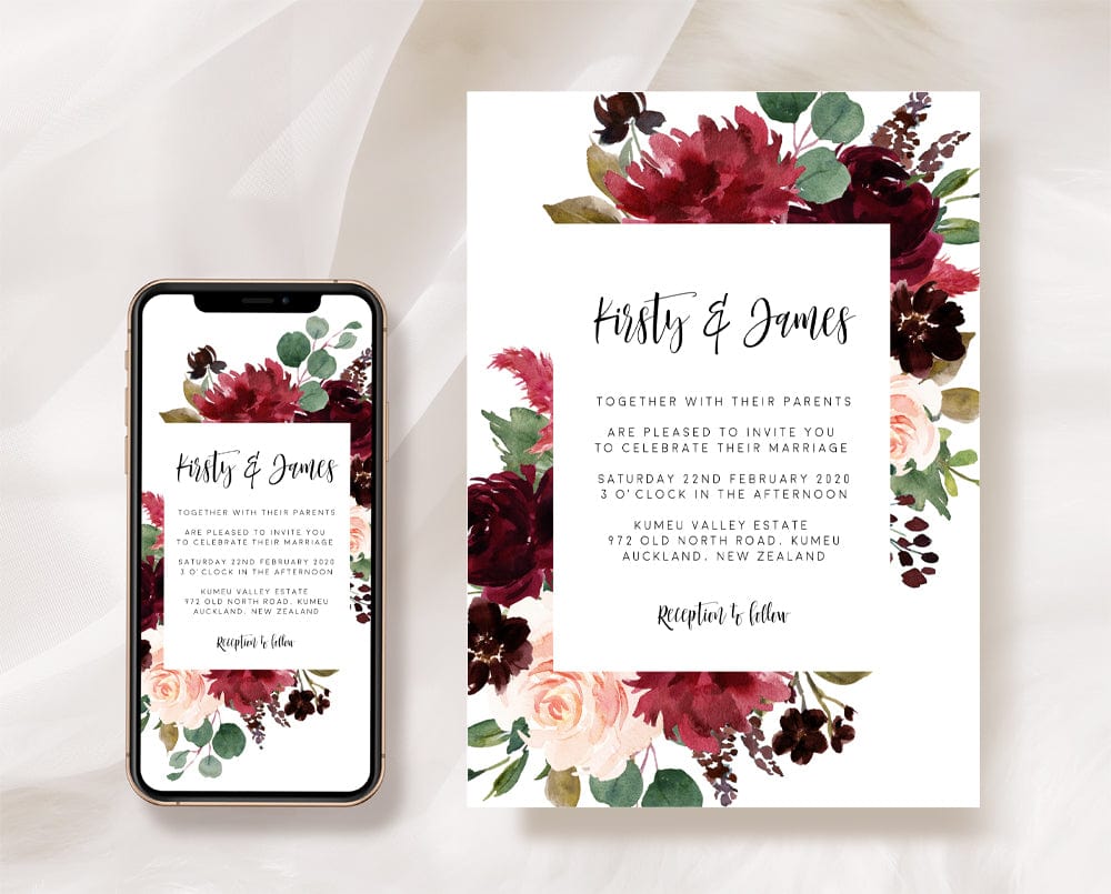 Marsala Wedding Invitation - Digital, AU | TWS
