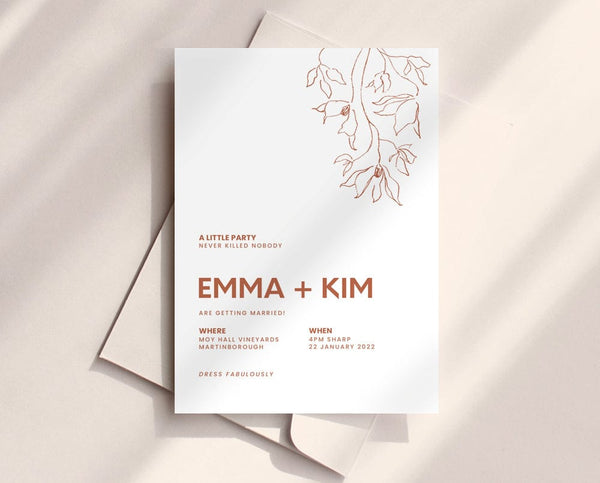 Minimal Wedding Invites - Digital Invitations – TimberWink Studio AU