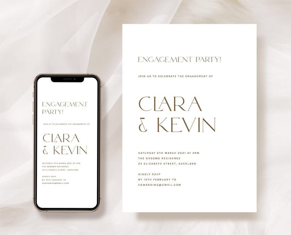 Minimalist Engagement Party Invitation Template – TimberWink Studio AU