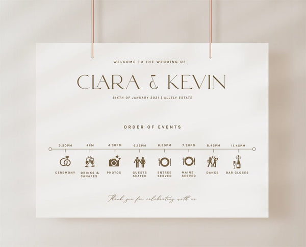 Minimalist Wedding Day Timeline Sign Template – TimberWink Studio AU