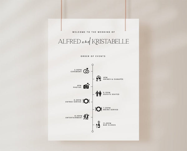 Modern Wedding Day Timeline Sign Template – TimberWink Studio AU