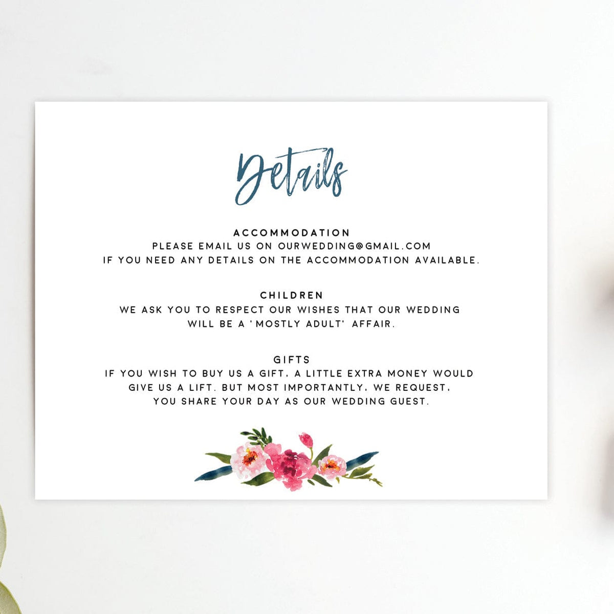 wedding information template