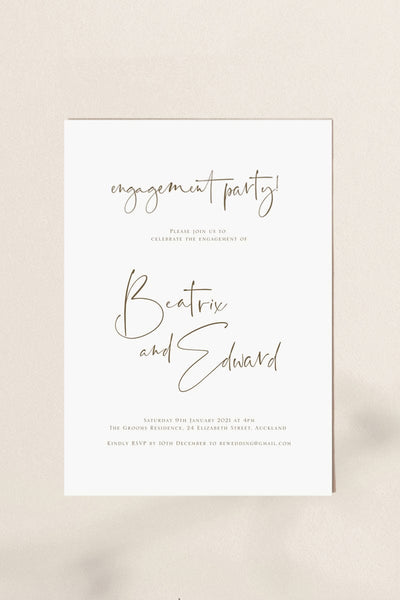 Simple Engagement Party Invitation Template – TimberWink Studio AU