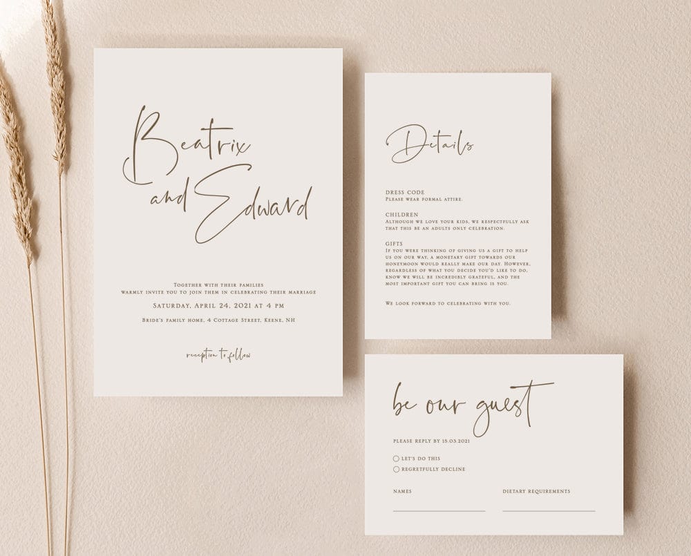 Simple Wedding Invitation Set - Designer Cards